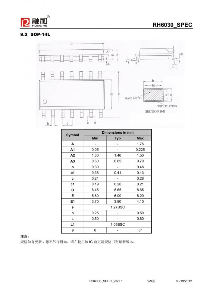 RH6030 datasheet page 9