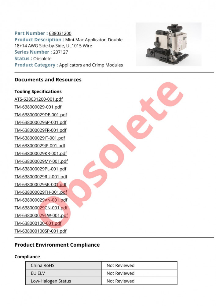 Molex tooling document preview, page 1