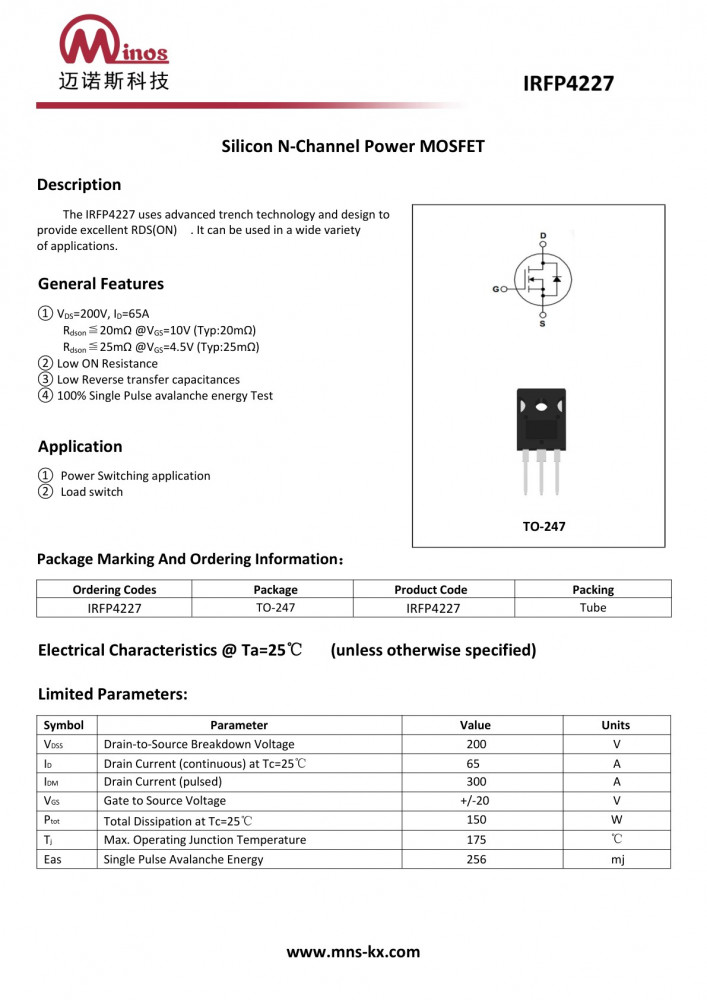 IRFP4227 datasheet page 1