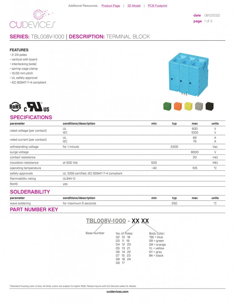 TBL008V-1000 datasheet page 1