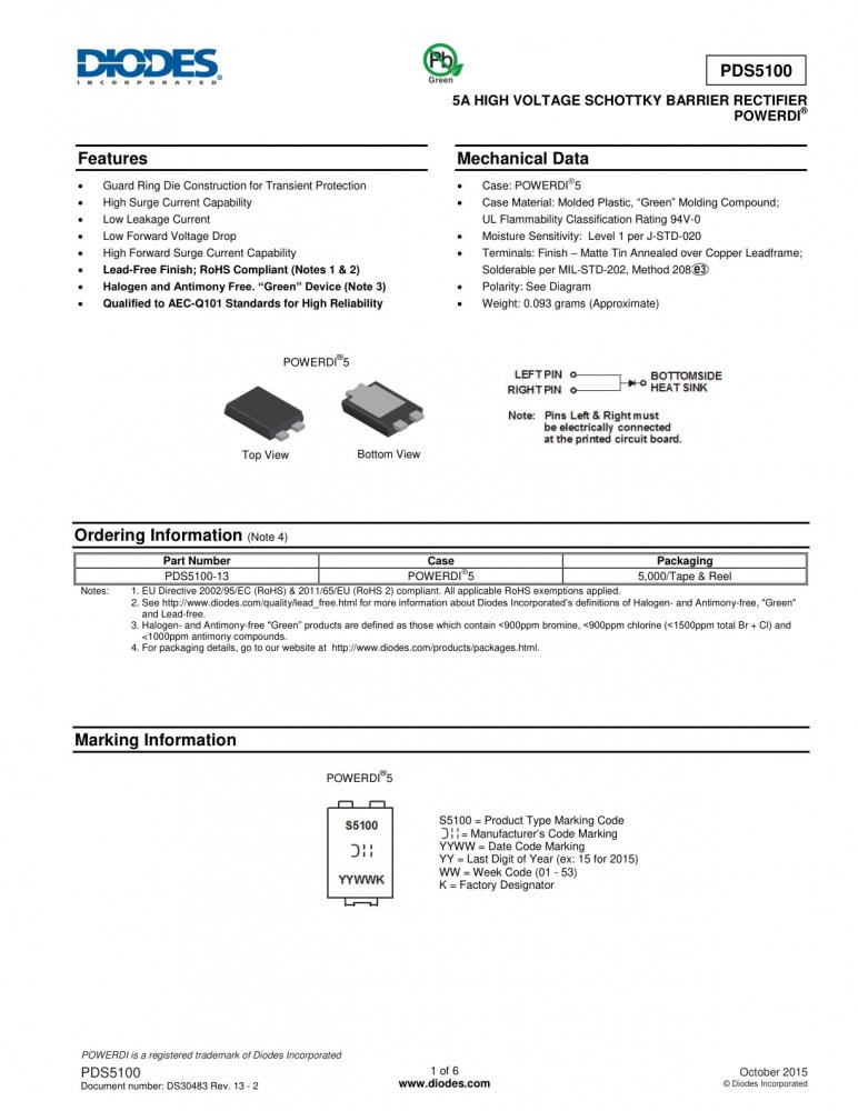 PDS5100-13 datasheet page 1