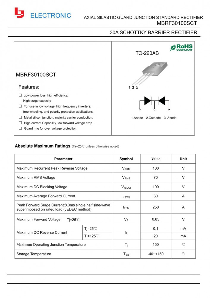 MBRF30100SCT datasheet page 1