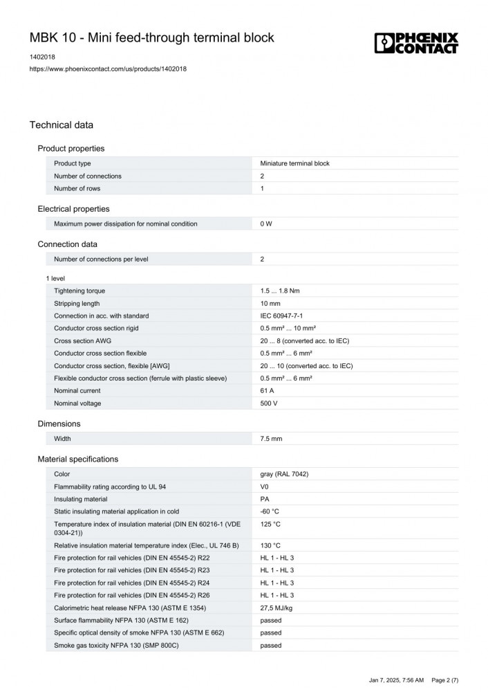Phoenix Contact 1402018 technical document page 2