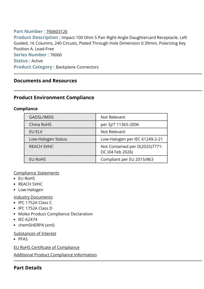MOLEX 760603126 technical document image 1