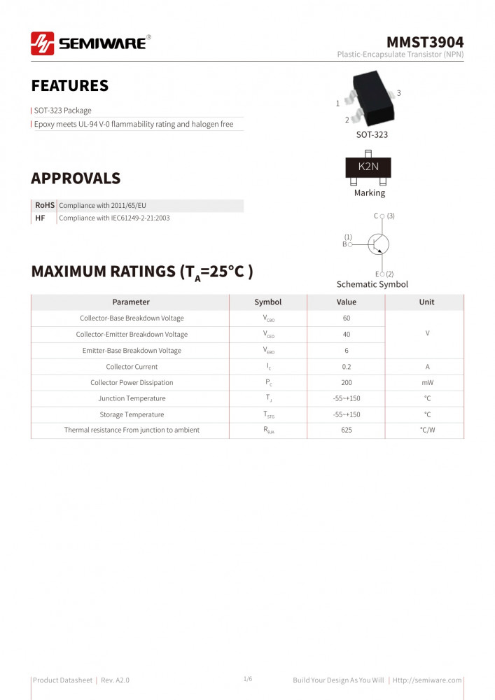 MMST3904 datasheet page 1