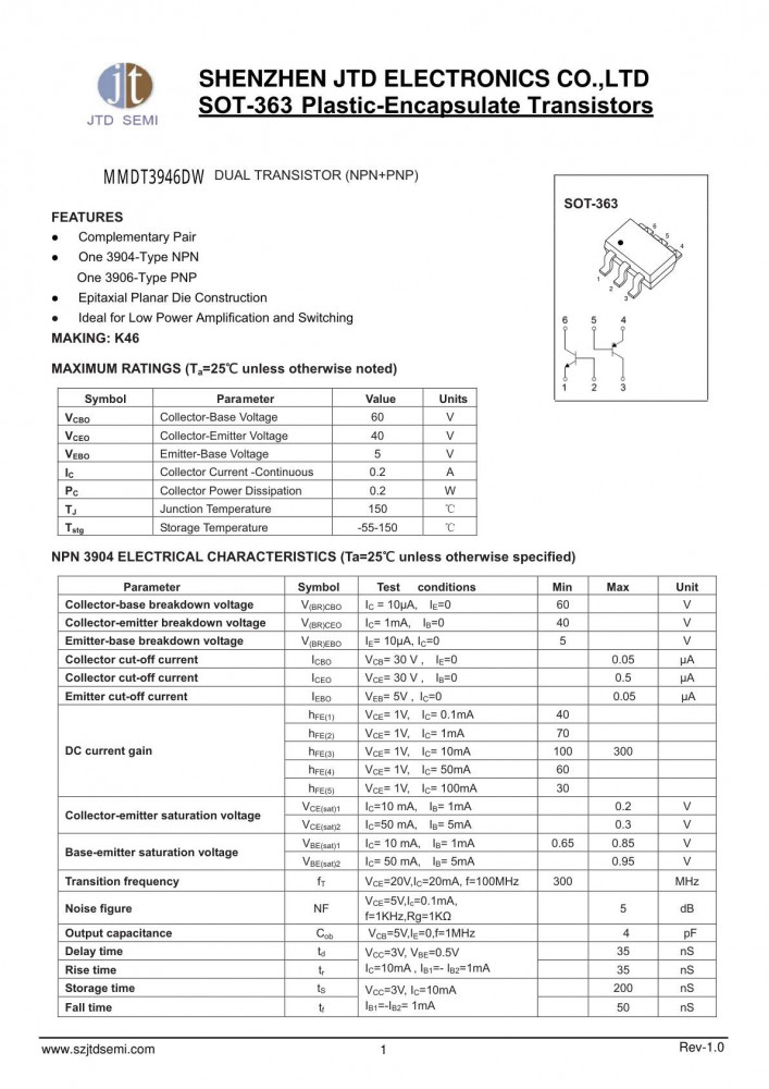 JTDMMDT3946DW datasheet page 1