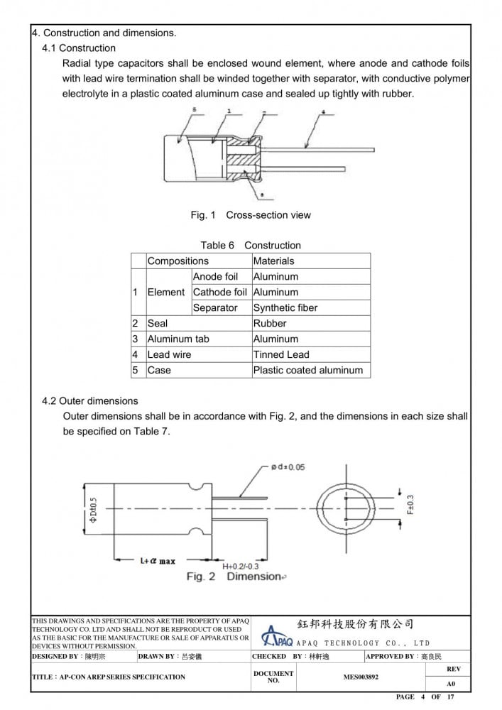 APAQ specification page 4