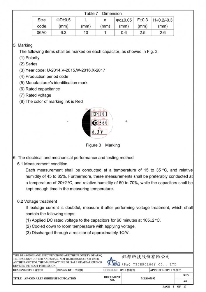 APAQ specification page 5