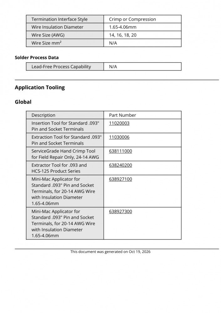 MOLEX .093 standard pin and socket connector document page 3