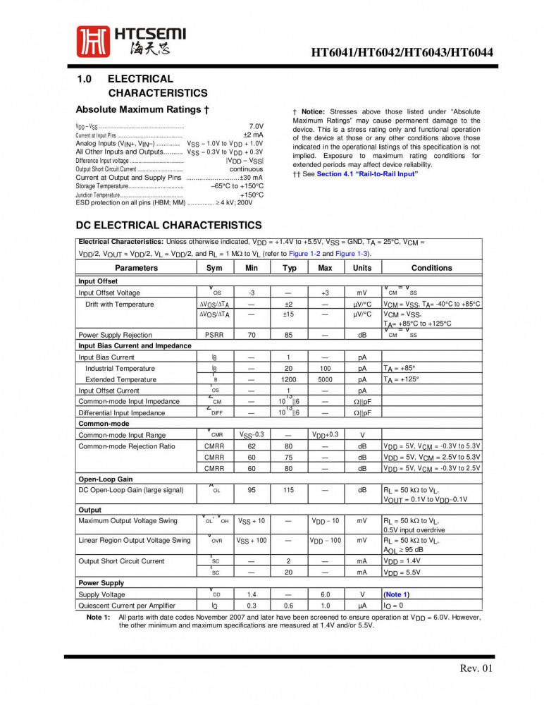 HT6042BRZ datasheet page 2