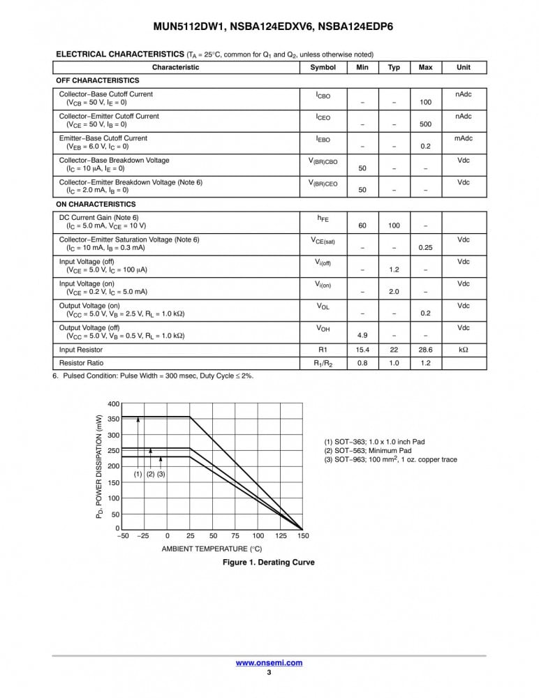 MUN5112DW1T1G datasheet page 3