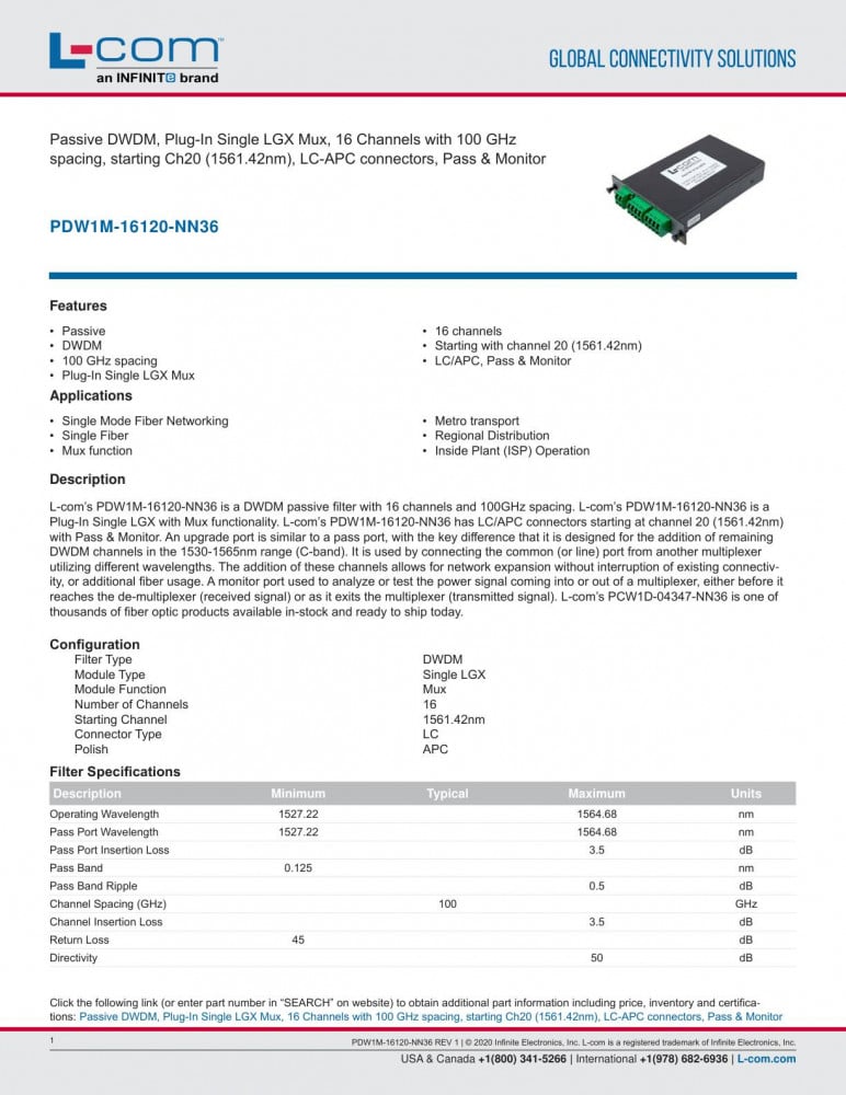PDW1M-16120-NN36 technical document page 1