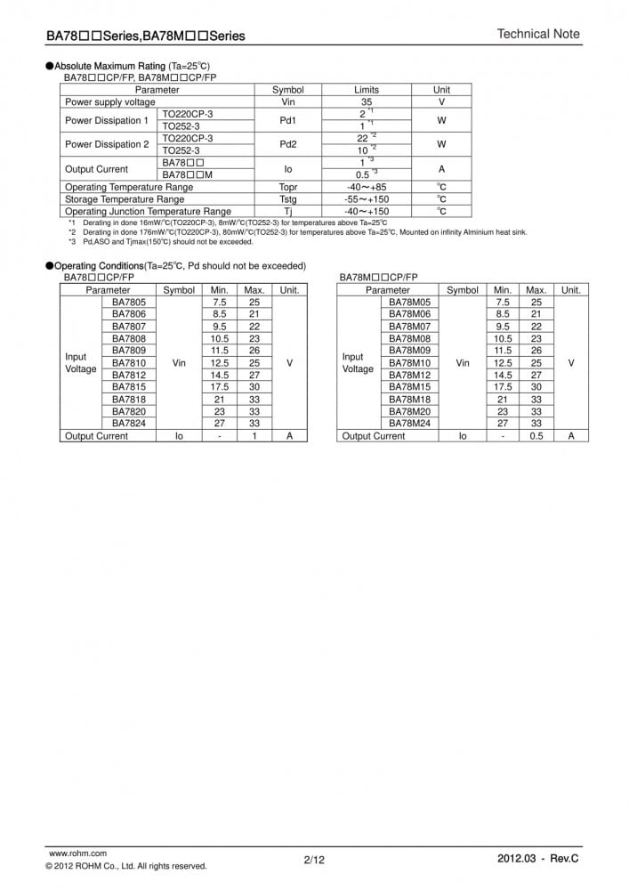 BA78M05FP-E2 datasheet page 2