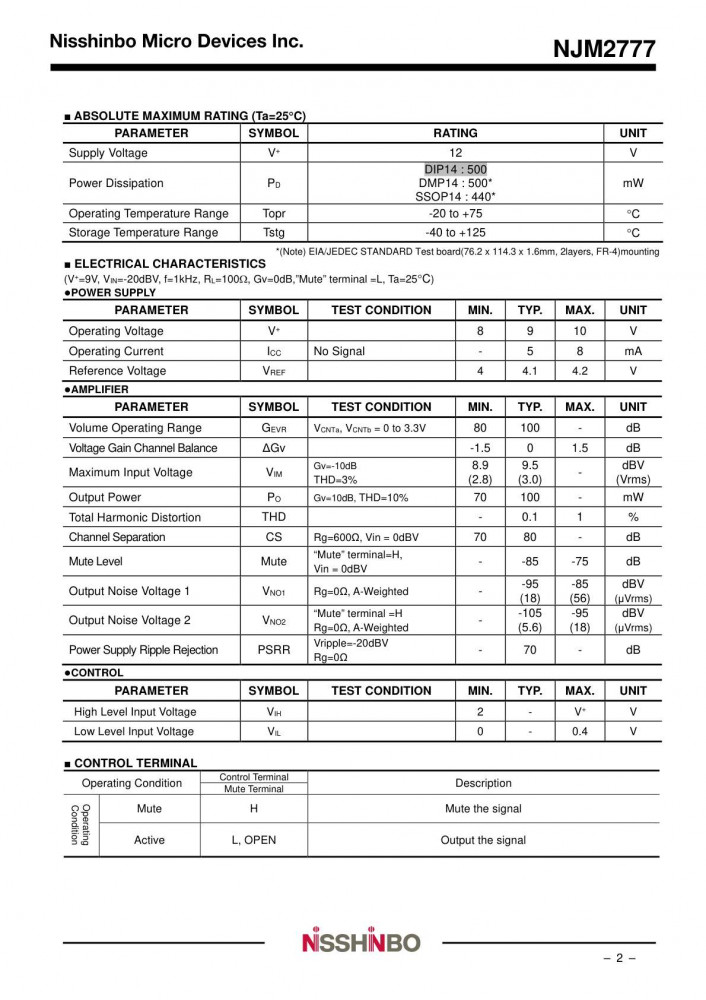 NJM2777 datasheet page 2