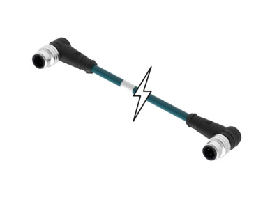 Micro-Change (M12) Double-Ended Cordset, 4 Poles, D-Coded, Male (90°) to Male (90°), 26 AWG, PVC Cable, 1.0m (3.28') Length