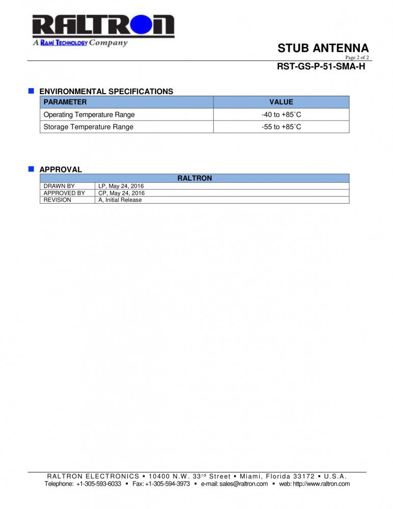 RST-GS-P-51-SMA-H technical document page 2