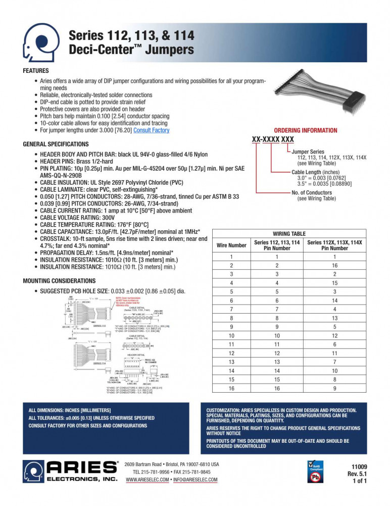 Aries Electronics DIP jumper product documentation image
