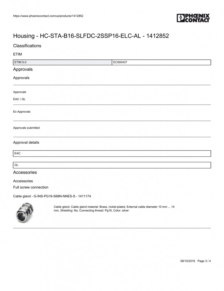 Phoenix Contact 1412852 technical data page