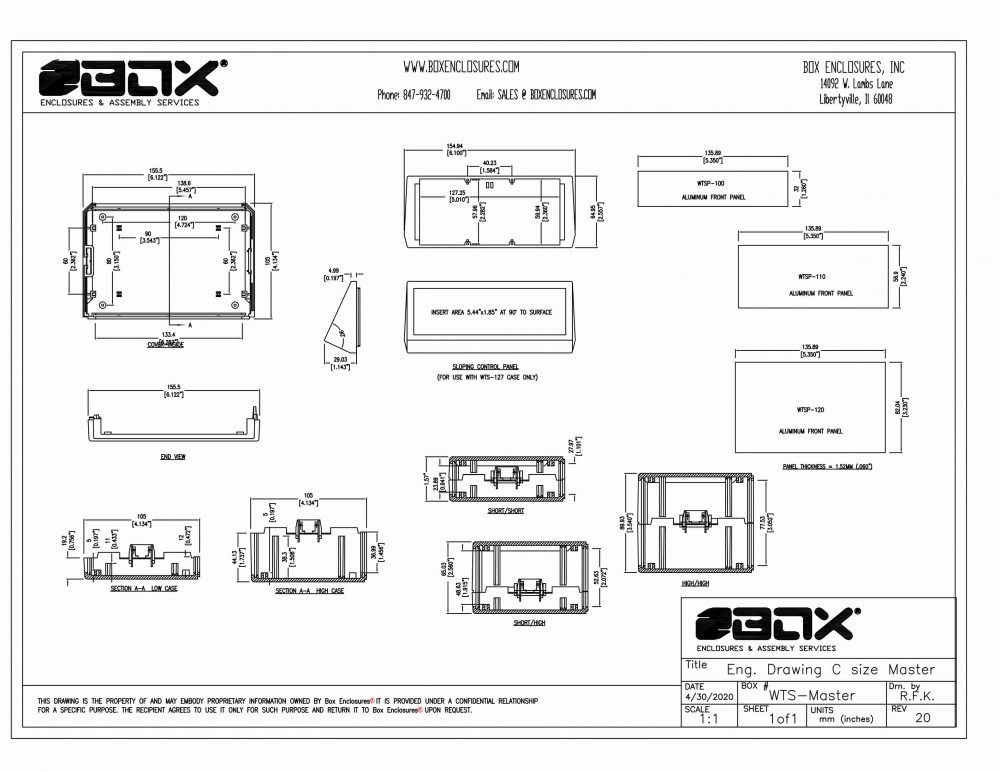 Box Enclosures WTS enclosure engineering drawing reference