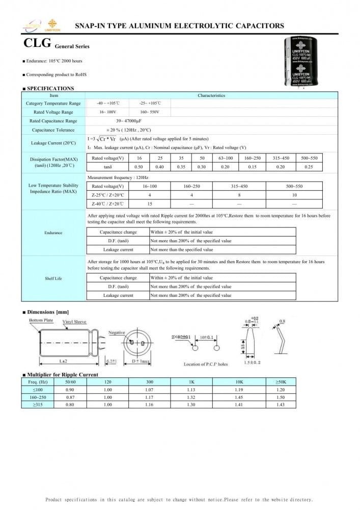 CLG General Series catalog page 1