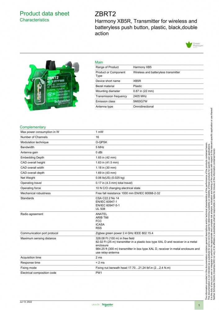 ZBRT2 technical document page 1
