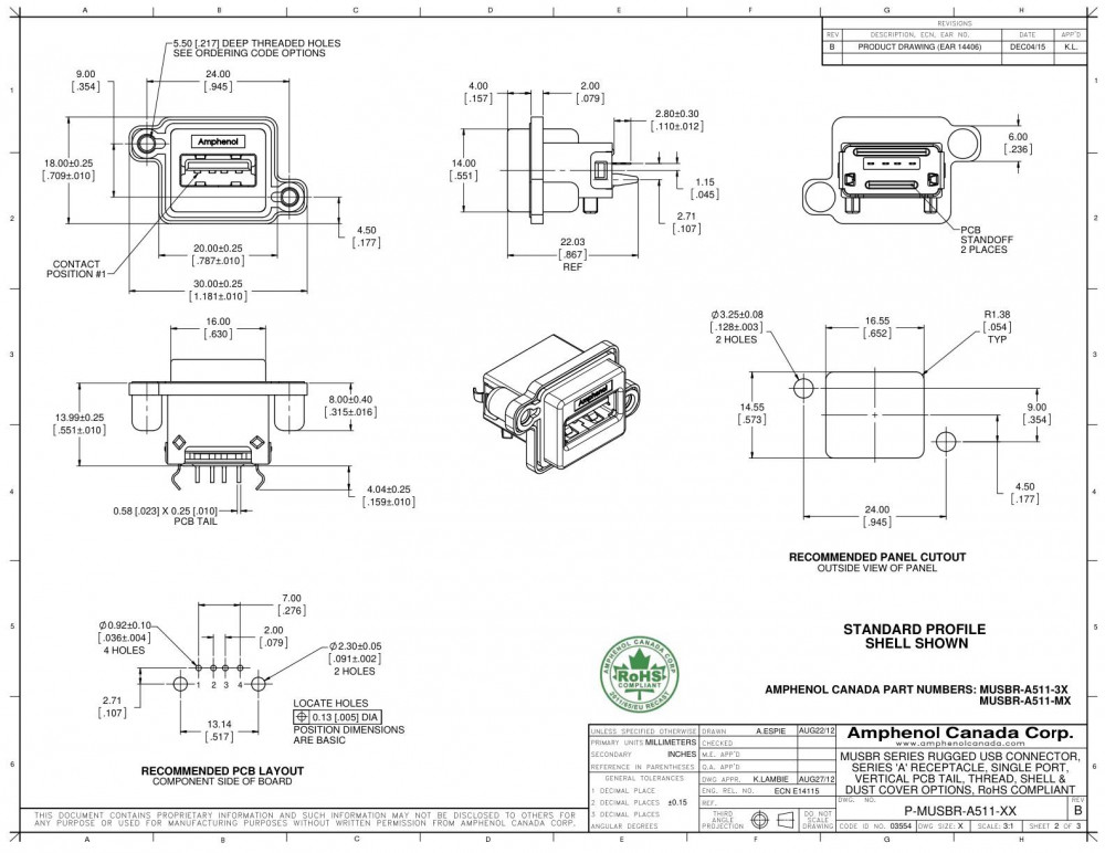 Amphenol MUSBR-A511 product drawing page 2