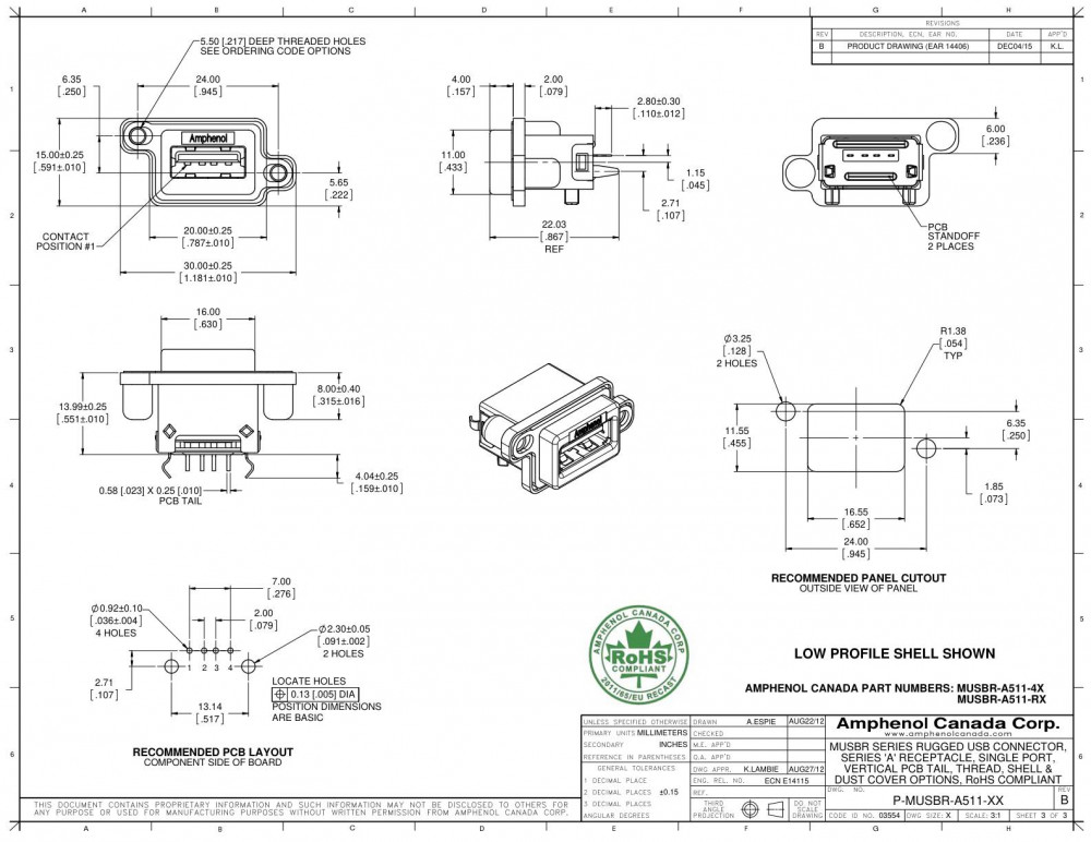 Amphenol MUSBR-A511 product drawing page 3