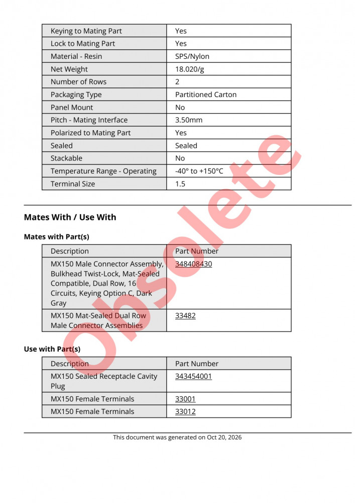 Technical document page 3 for Molex 334721603