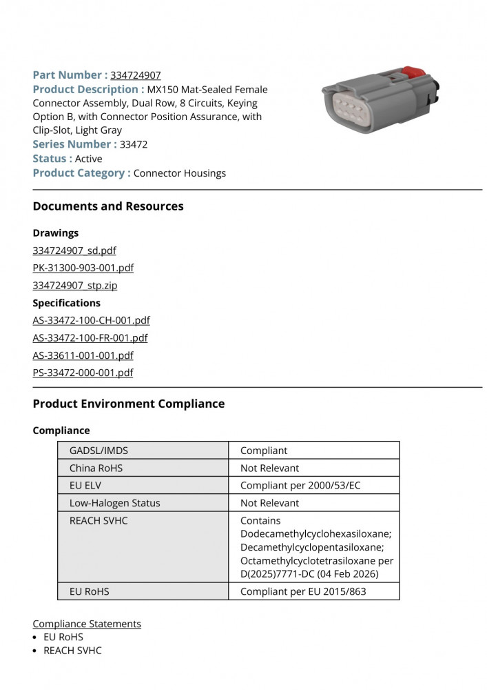 MOLEX 334724907 technical document image, page 1