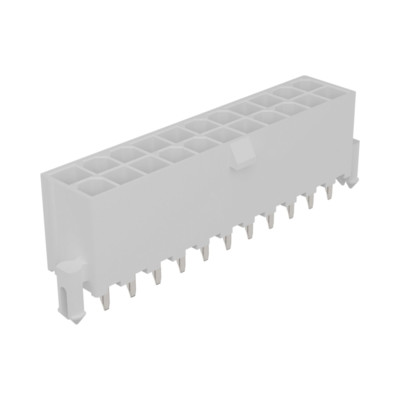 Mini-Fit Jr. Vertical Header, 4.20mm Pitch, Dual Row, 12 Circuits, with Snap-in Plastic Peg PCB Lock, PA Polyamide Nylon 6/6 94V-0, Matte Tin, Natural
