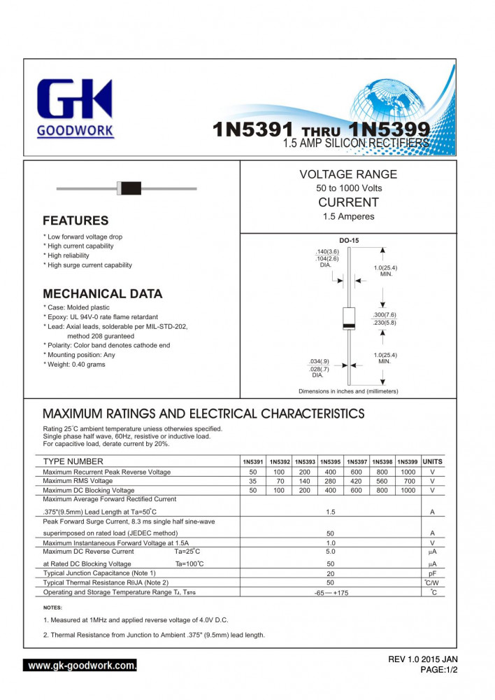GOODWORK 1N5399-B datasheet page 1