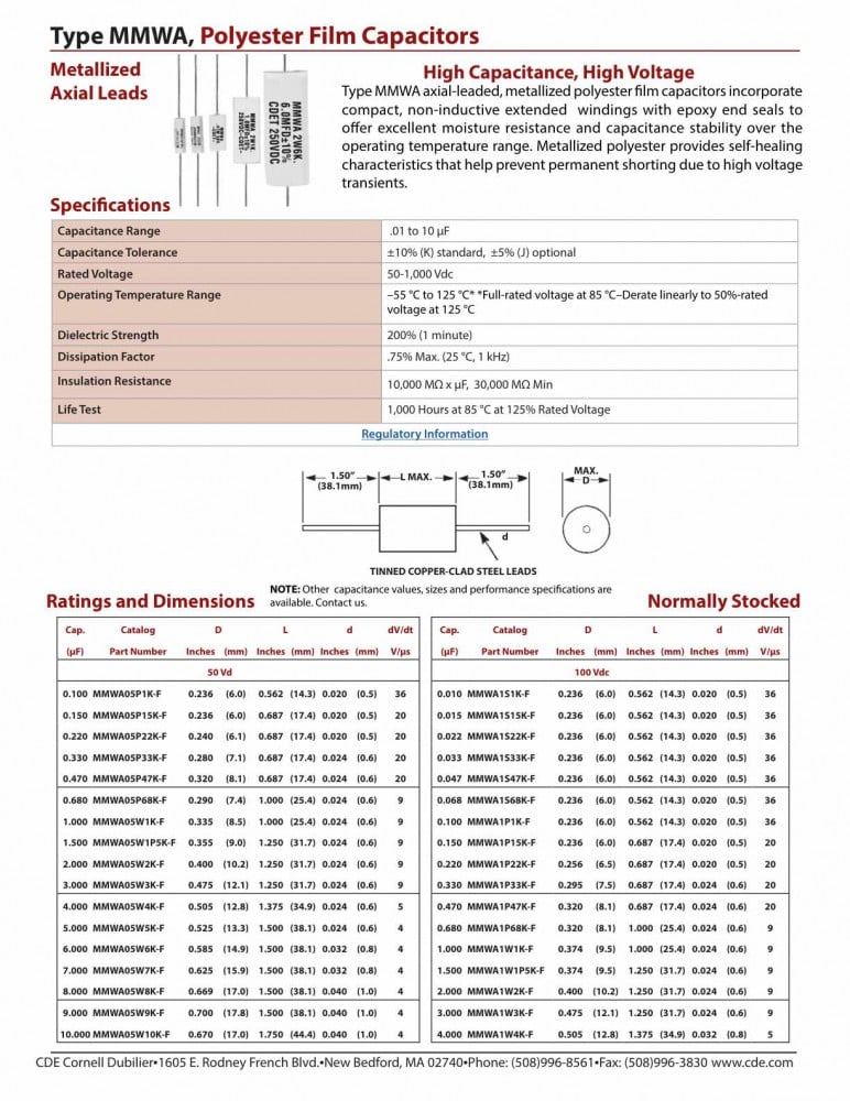 MMWA series datasheet page 1