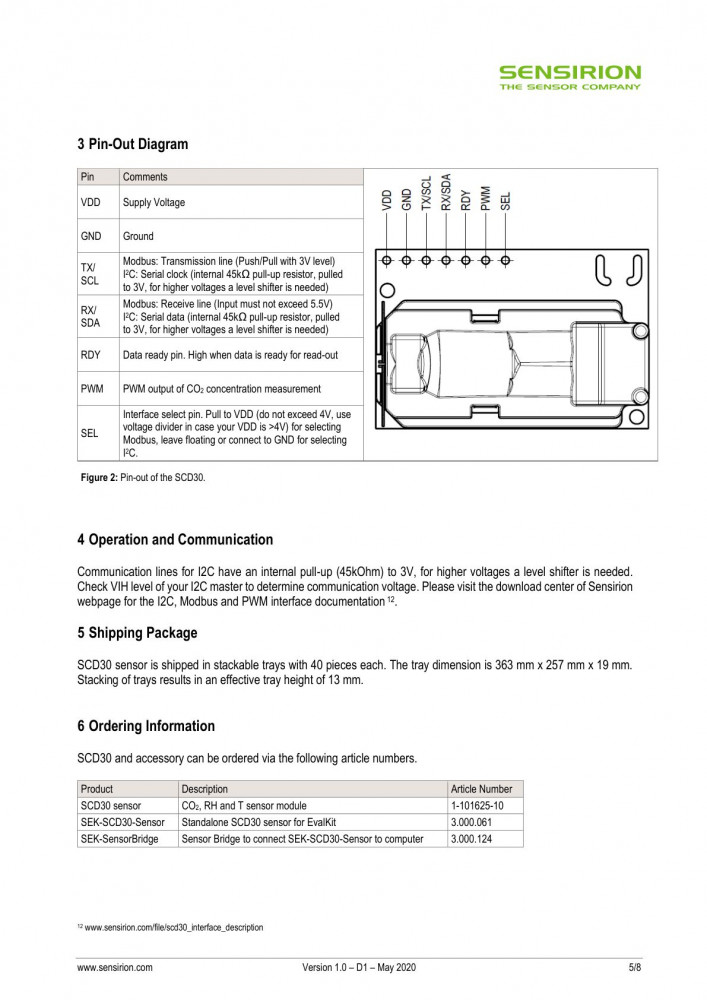 SCD30 technical document page 5
