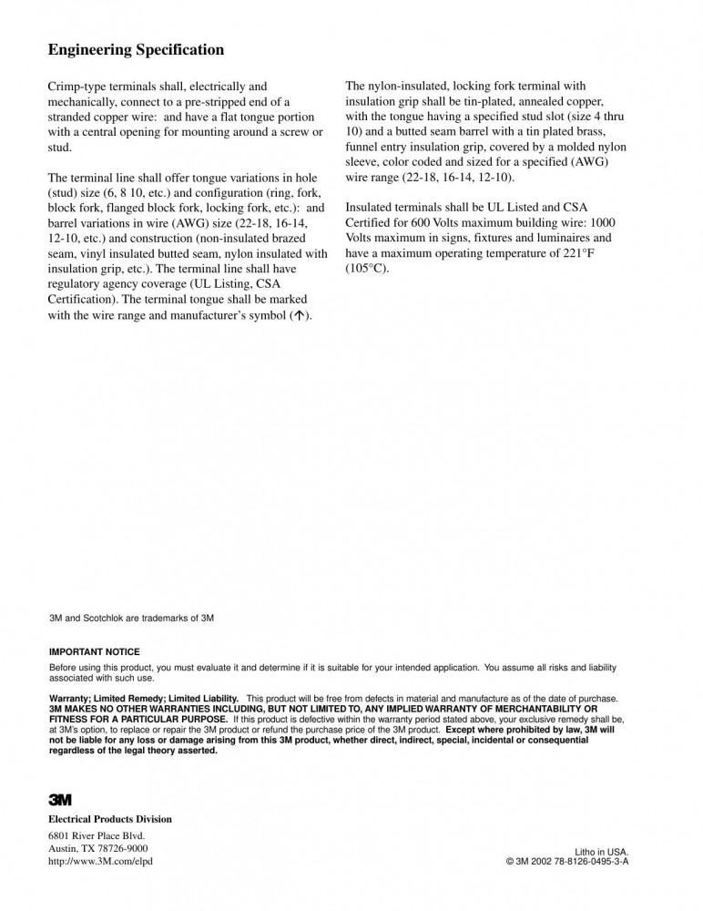 3M Scotchlok MNG14-6FLK specifications and installation information