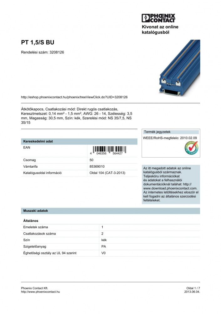 PT 1,5/S BU 3208126 technical document page 1