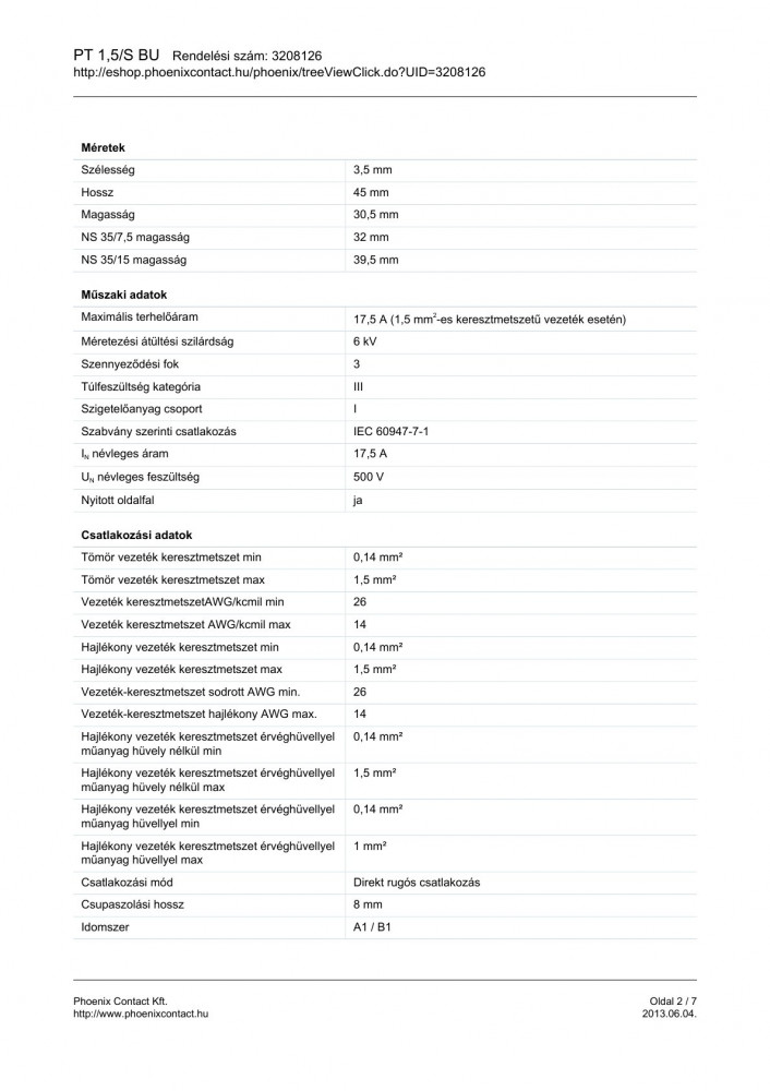 PT 1,5/S BU 3208126 technical document page 2