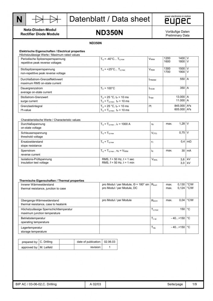 ND350N16K datasheet page 1