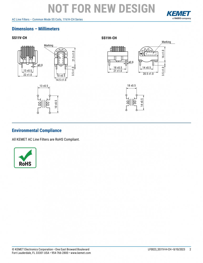 KEMET SS11V/H-CH datasheet page 2