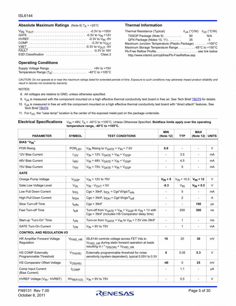 ISL6144 datasheet page 5