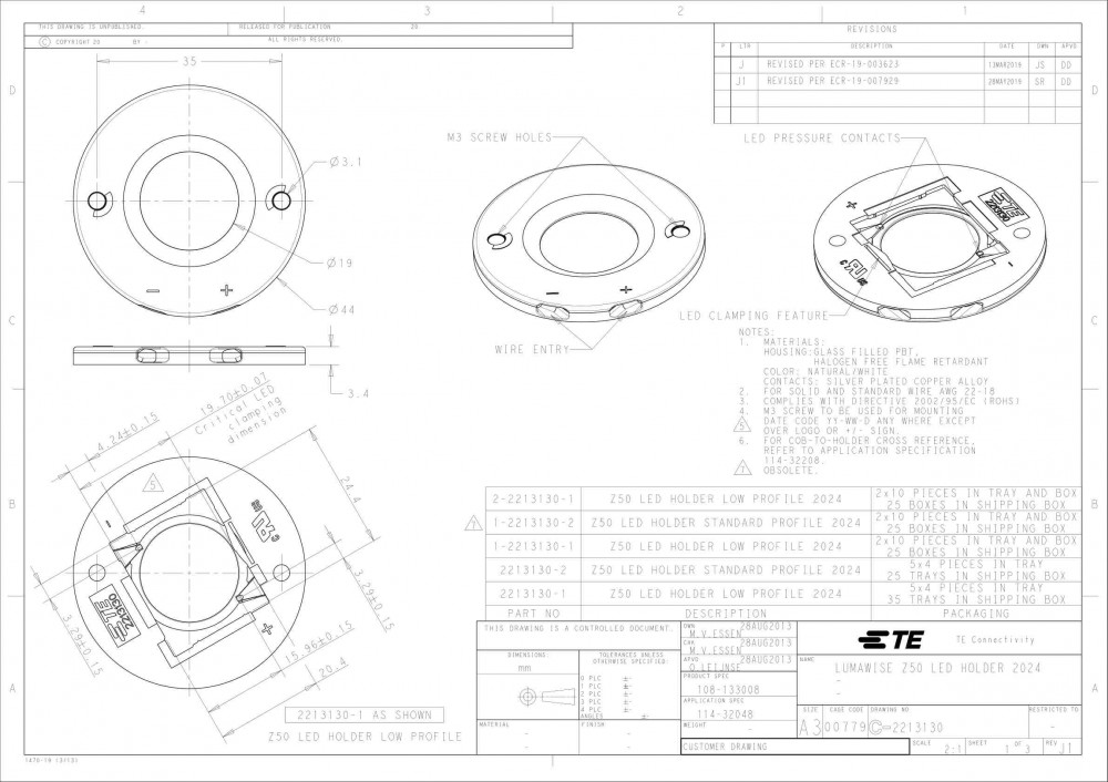 TE Connectivity 2213130-2 drawing page 1