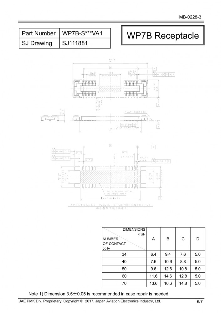 JAE WP7 Series document page 6