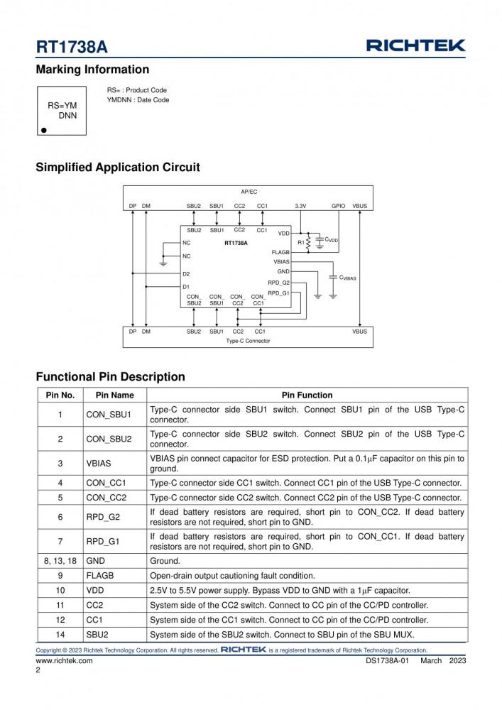 RT1738A datasheet page 2
