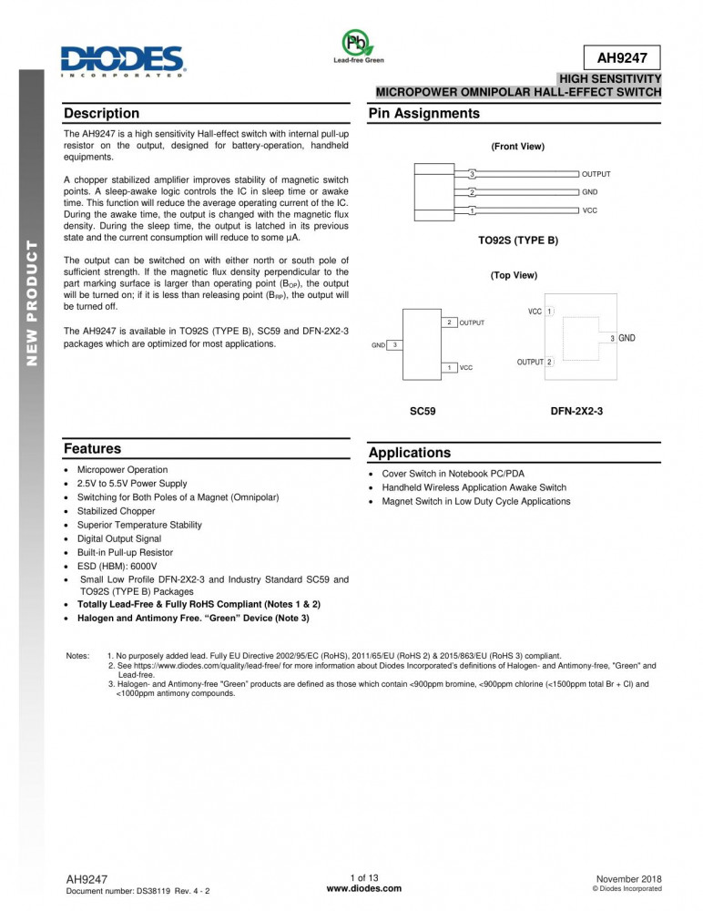 AH9247 datasheet page 1