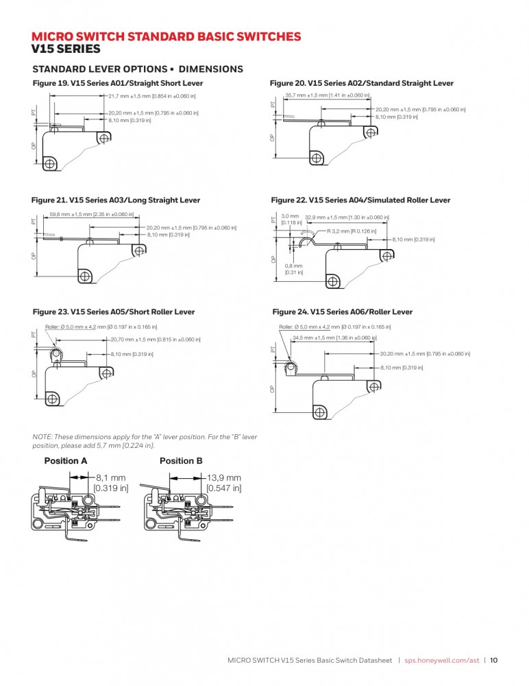 Honeywell V15 Series datasheet page 10