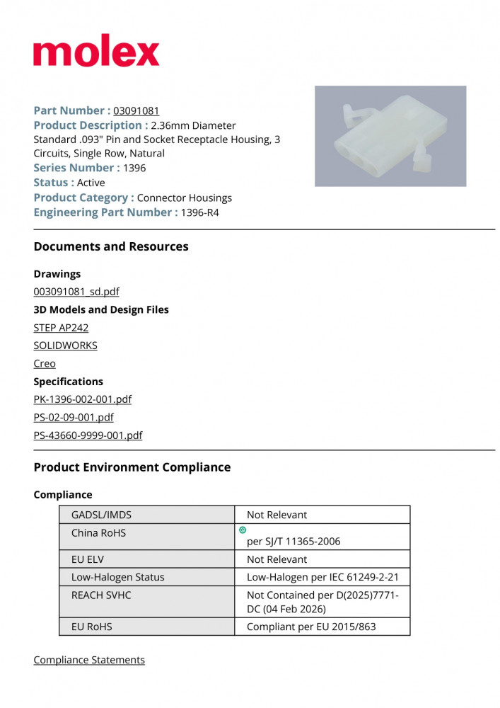 Molex document page 1