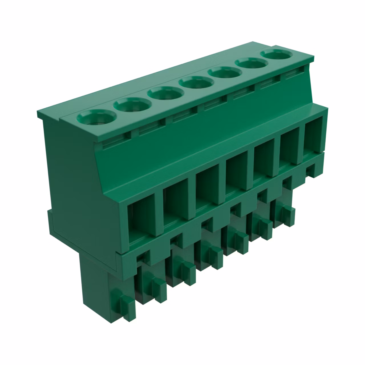 3.81mm Pitch Eurostyle Vertical Plug, Front Wire Entry, Green Housing, Gold (Au) Plated, 7 Circuits for sale
