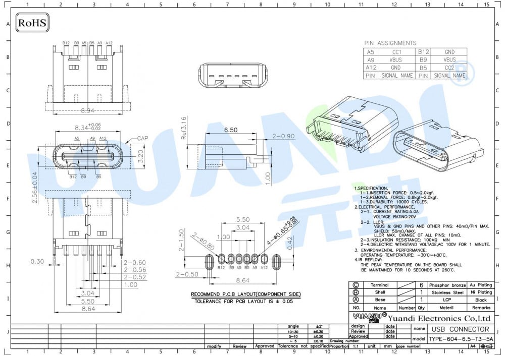 TYPE-604-6.5-T3-5A technical drawing page 1