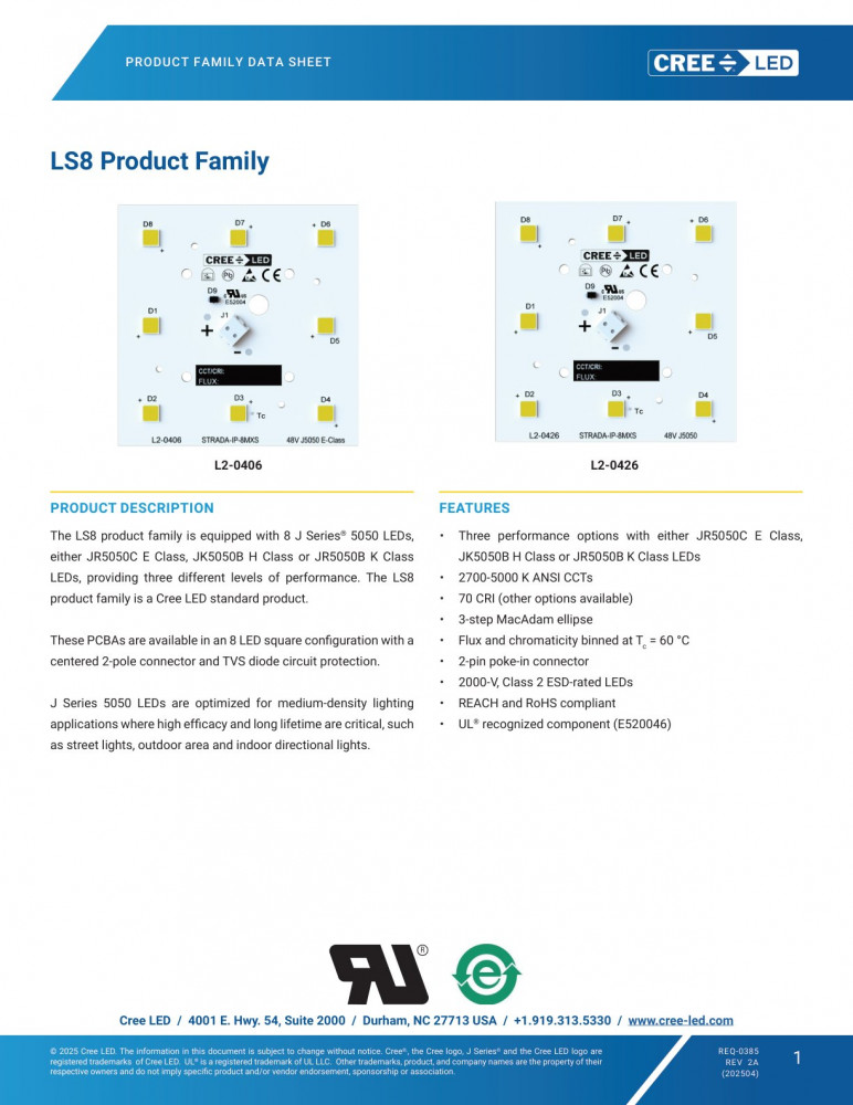Cree LED LS8 datasheet page 1