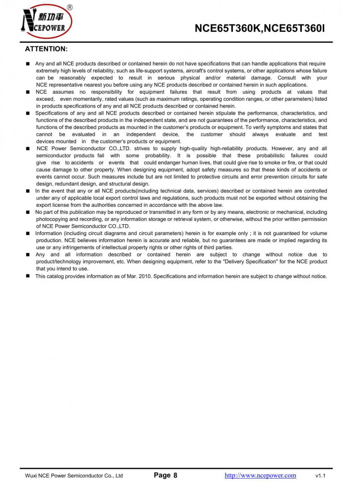 NCE65T360K datasheet page 8