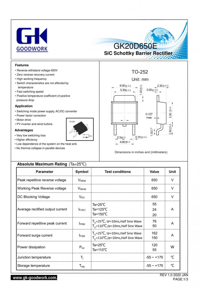 GK20D650E datasheet page 1